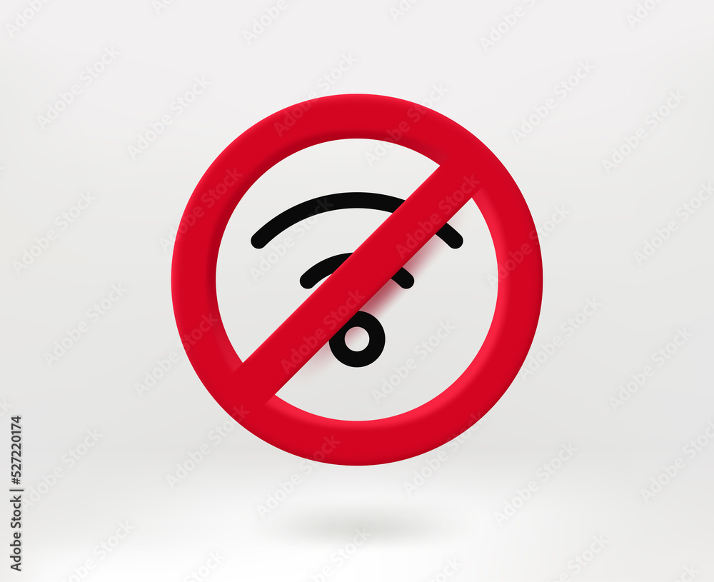 No internet connection concept with wifi icon. 3d vector illustration ...