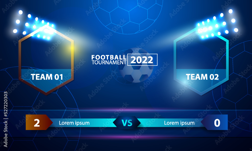 Soccer scoreboard background match team template design. Sports score ...