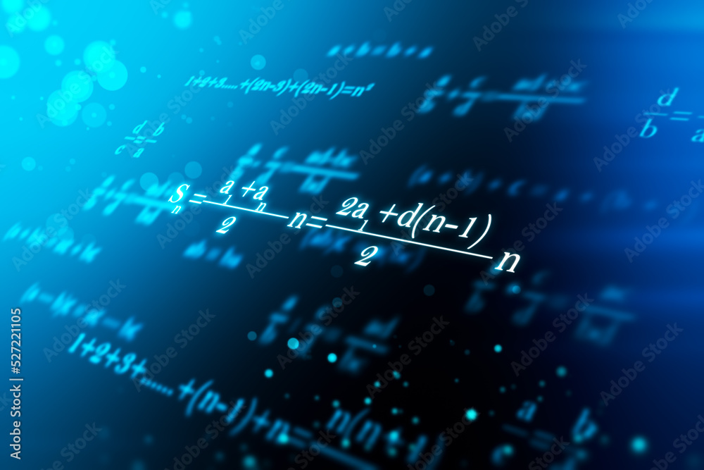 Glowing Mathematical Formulas On Blue Texture Education Knowledge And