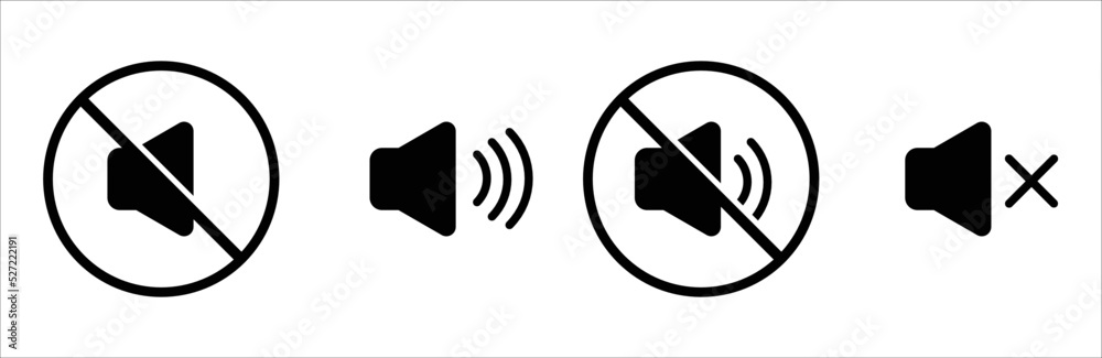 Speaker icon set. volume icon vector. loudspeaker icon vector. Mute and ...