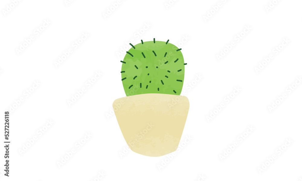 Little cactus clipart. Cute mini cactus in beige flowerpot watercolor ...