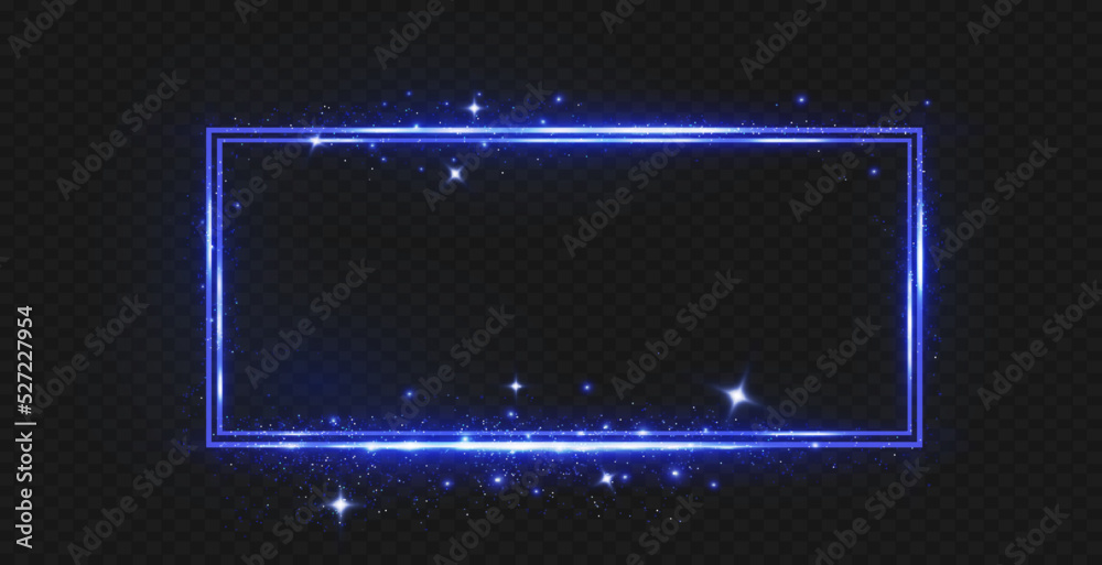 Rectangular frame with light effects.Blue frame.Vector illustration ...