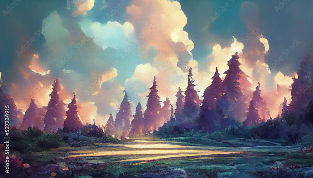 Beautiful Misty Forest of Fog in the Morning and Evening. Fantasy ...