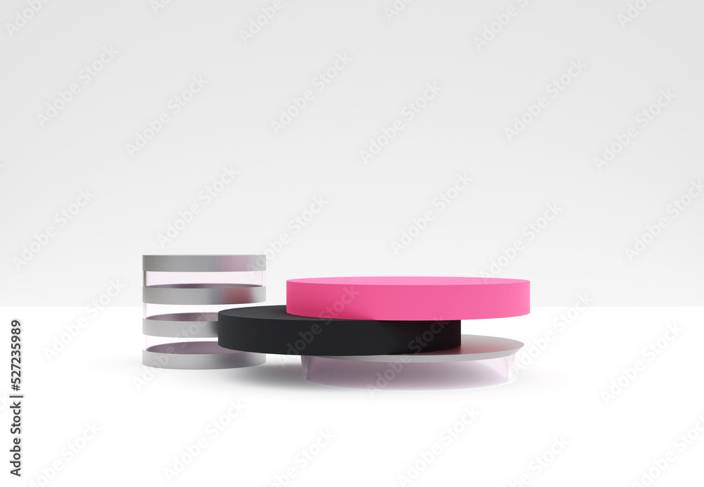 Elegant podium with abstract art objects. Stand to show products. Stage ...