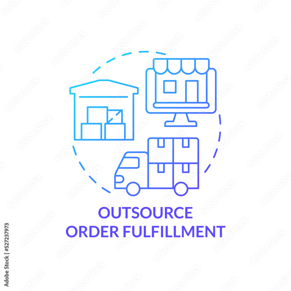 Outsource order fulfillment blue gradient concept icon. Drop shipping ...