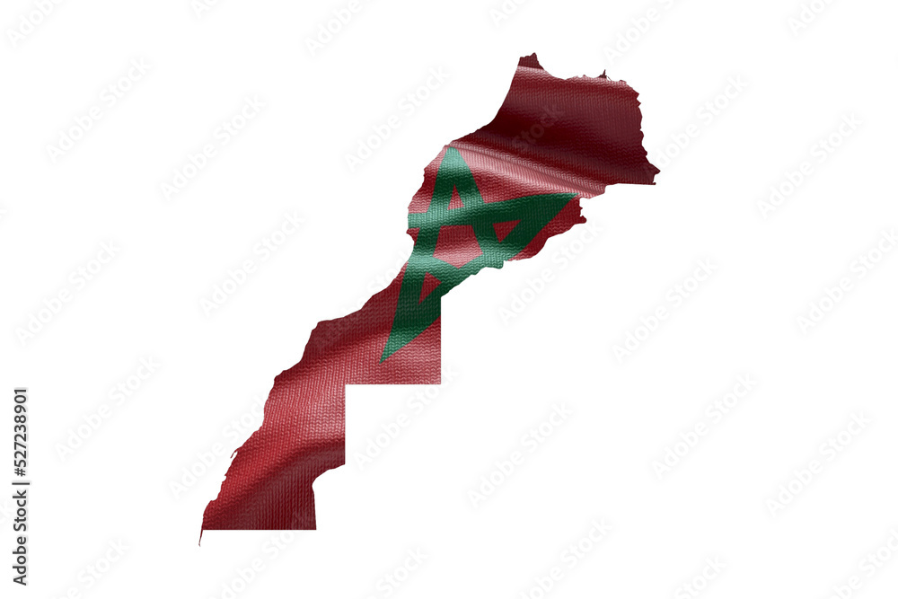 Morocco country shape with national flag. Map outline contour. PNG icon ...