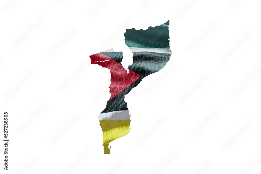 Mozambique country shape with national flag. Map outline contour. PNG ...