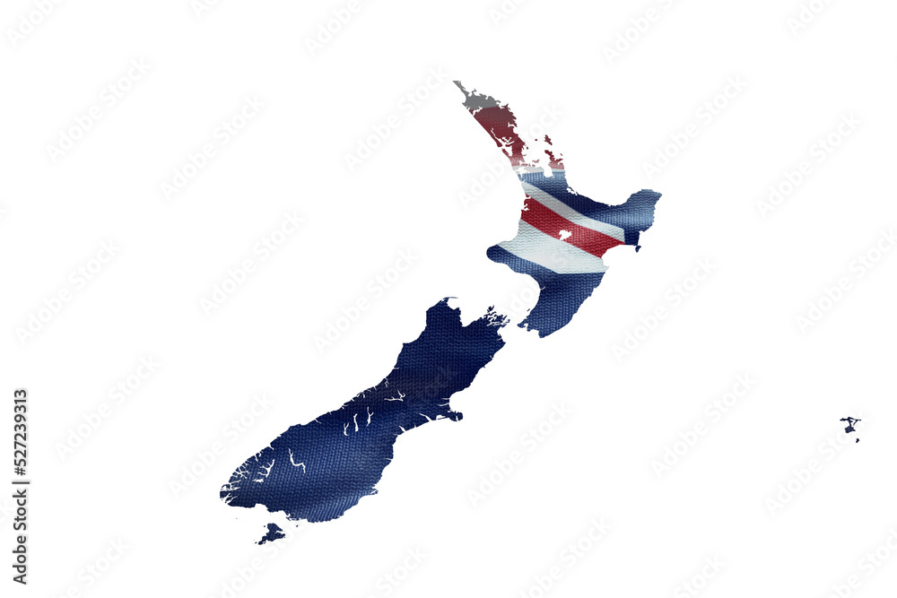 New Zealand country shape with national flag. Map outline contour. PNG ...
