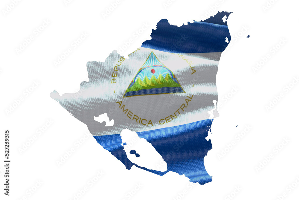 Nicaragua country shape with national flag. Map outline contour. PNG ...