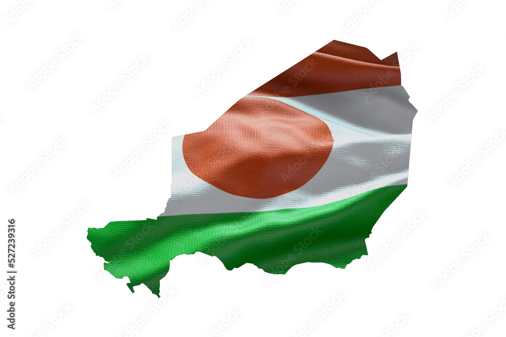 Niger country shape with national flag. Map outline contour. PNG icon ...