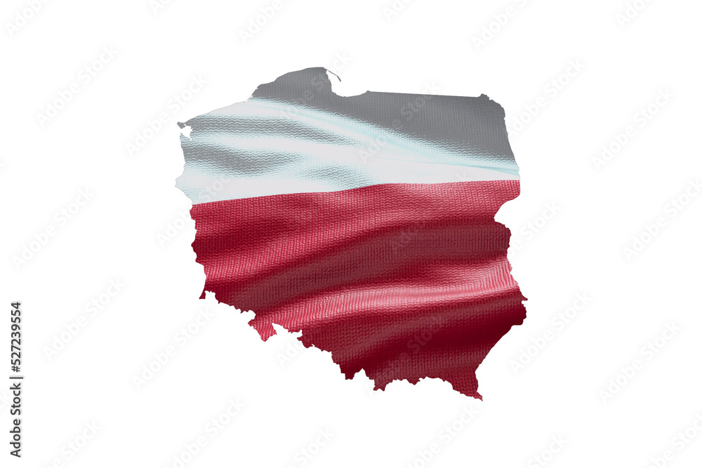Poland country shape with national flag. Map outline contour. PNG icon ...