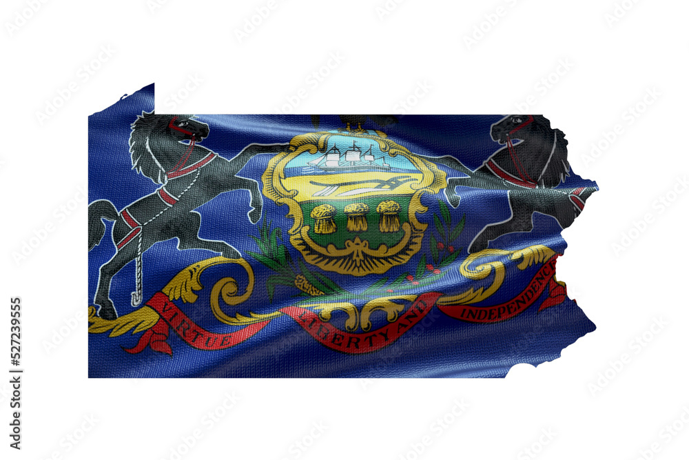 Pennsylvania state map shape with flag. PNG icon Stock Illustration ...