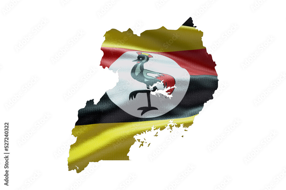 Uganda map outline icon. PNG alpha channel. Country with national flag ...