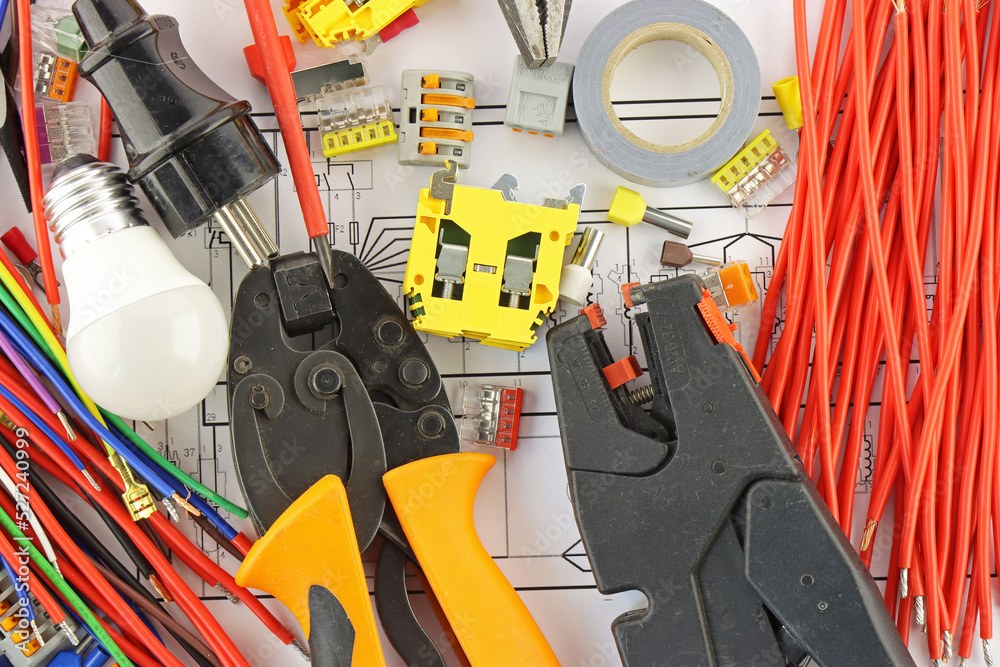 Electrical tools and materials for the installation of an electrical ...