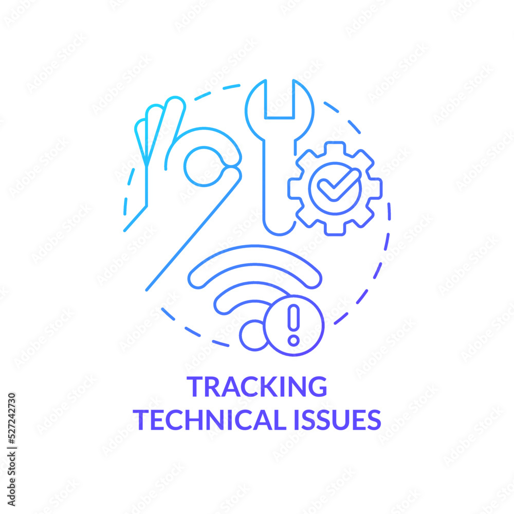 Tracking technical issues blue gradient concept icon. Digital learning ...
