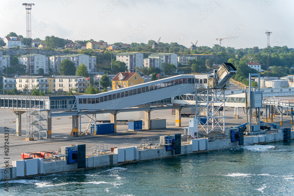 Telescopic boarding gangway for cruise ship in port Stock Photo | Adobe ...