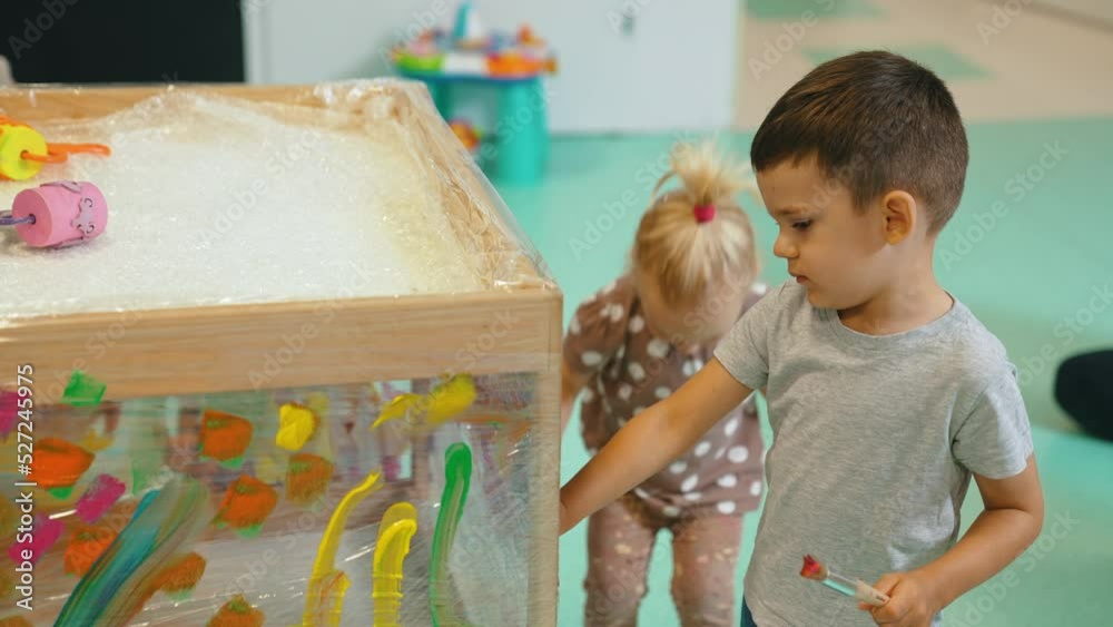 Cling wrap painting for improving kids imagination and brain ...