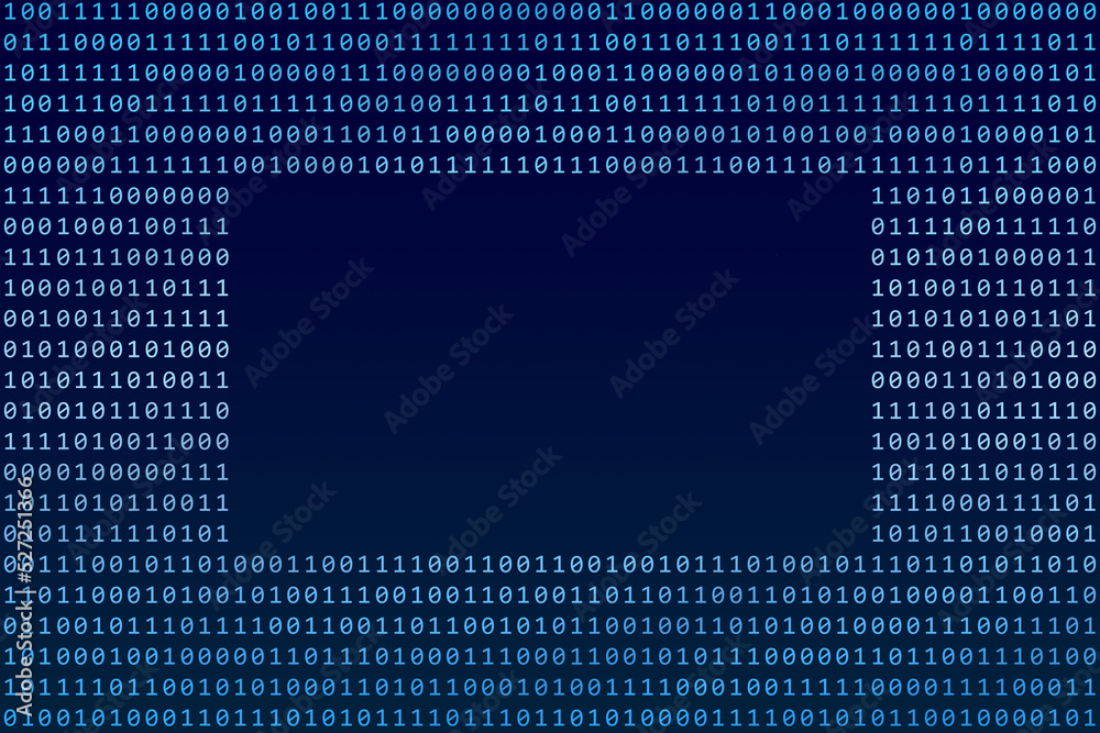 Binary code abstract texture with a square for copy space design ...