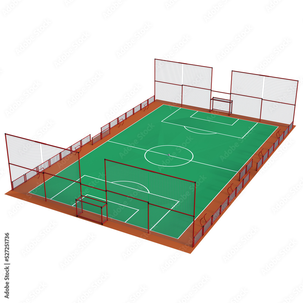 3D Render : Isometric illustration of Soccer or football fields with ...