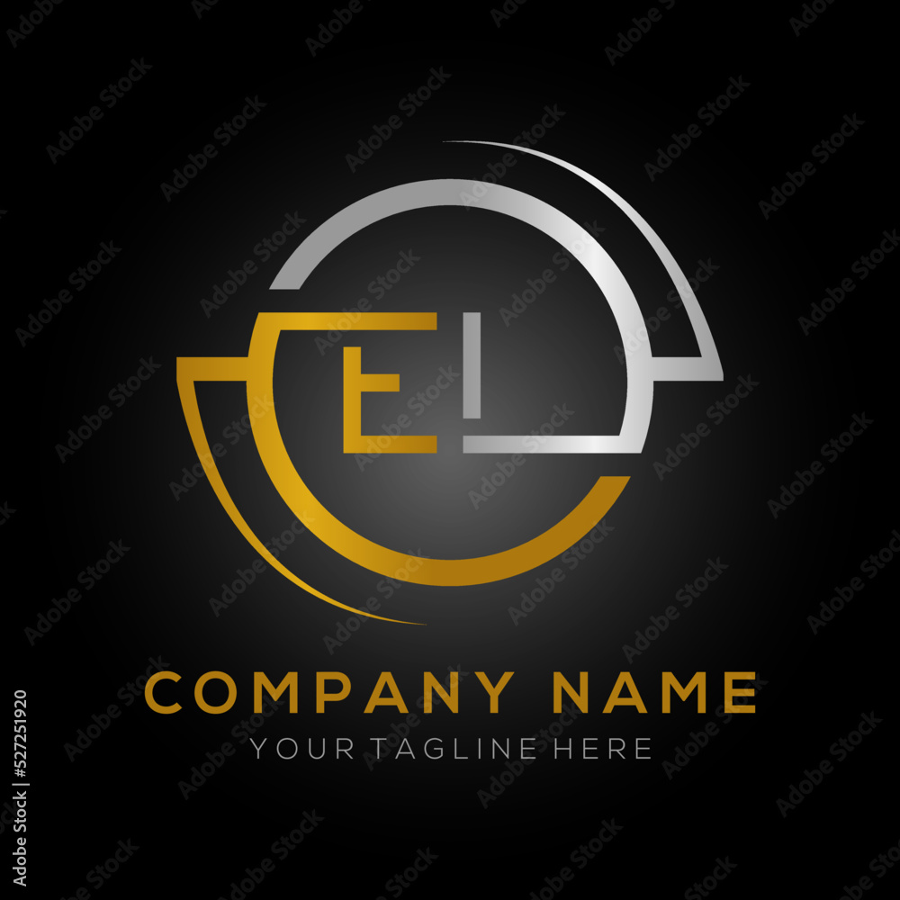 letter EL Logo Design Vector Template. Initial Gold And Silver Letter Design EL Vector ...