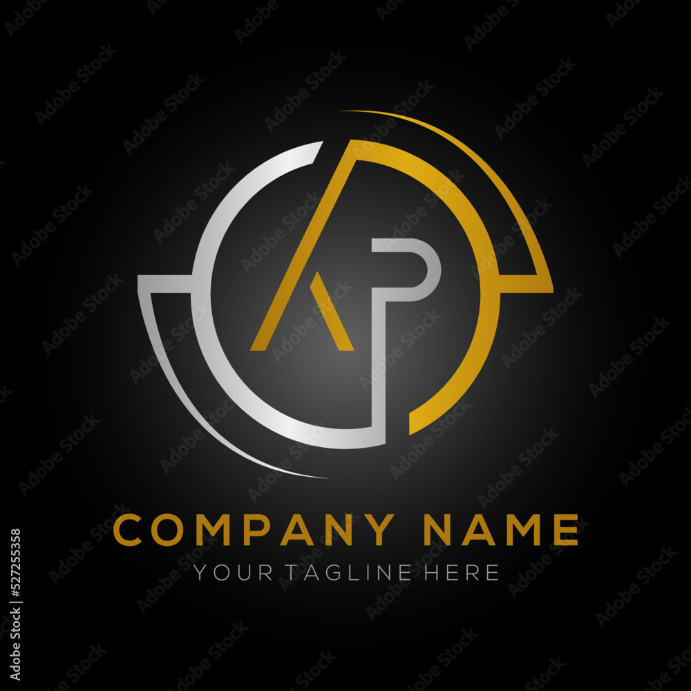 letter AP Logo Design Vector Template. Initial Gold And Silver Letter ...