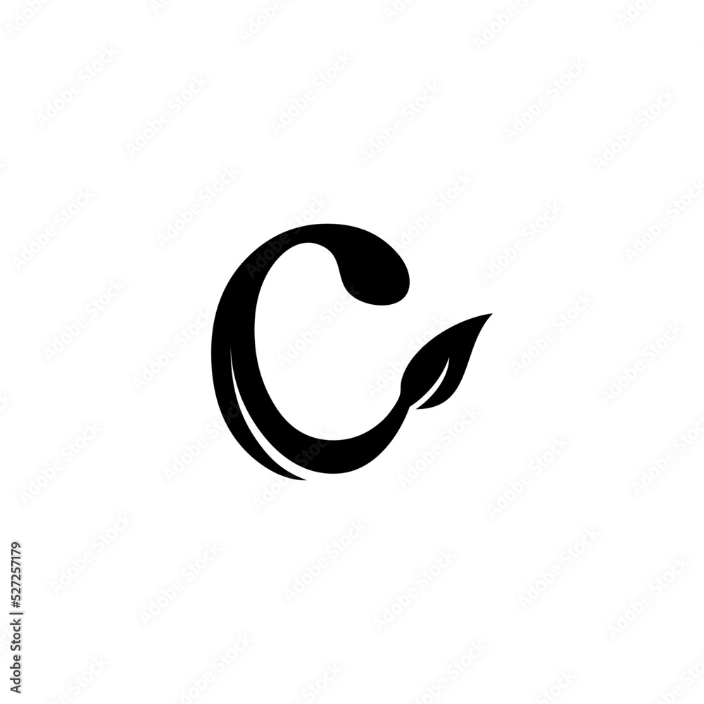 initial c combined with leaves suitable for font, logo, design, vector ...