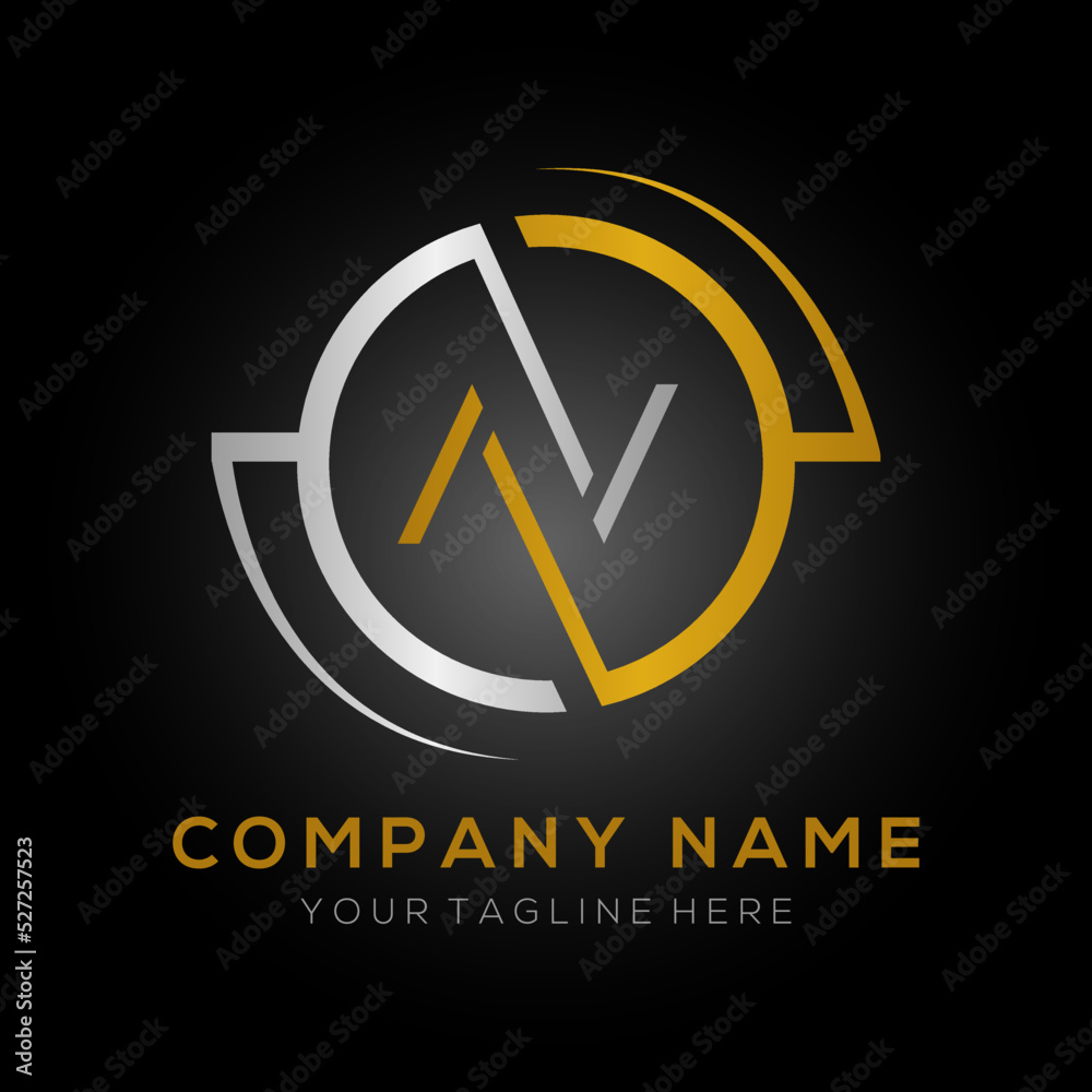 letter AV Logo Design Vector Template. Initial Gold And Silver Letter ...