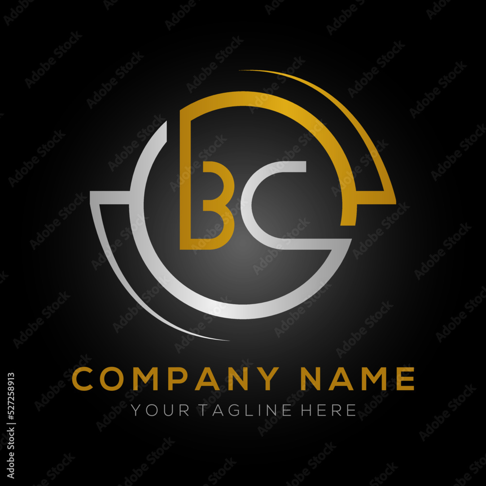 letter BC Logo Design Vector Template. Initial Gold And Silver Letter Design BC Vector ...
