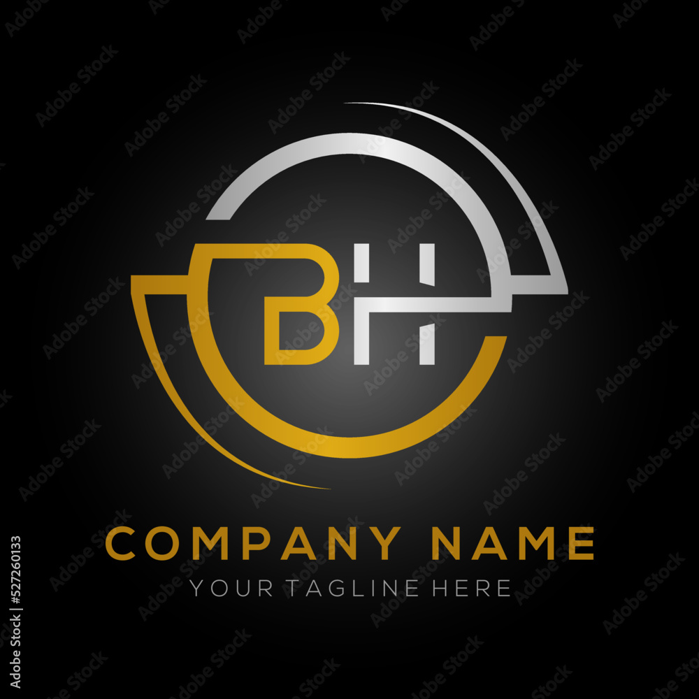 letter BH Logo Design Vector Template. Initial Gold And Silver Letter ...