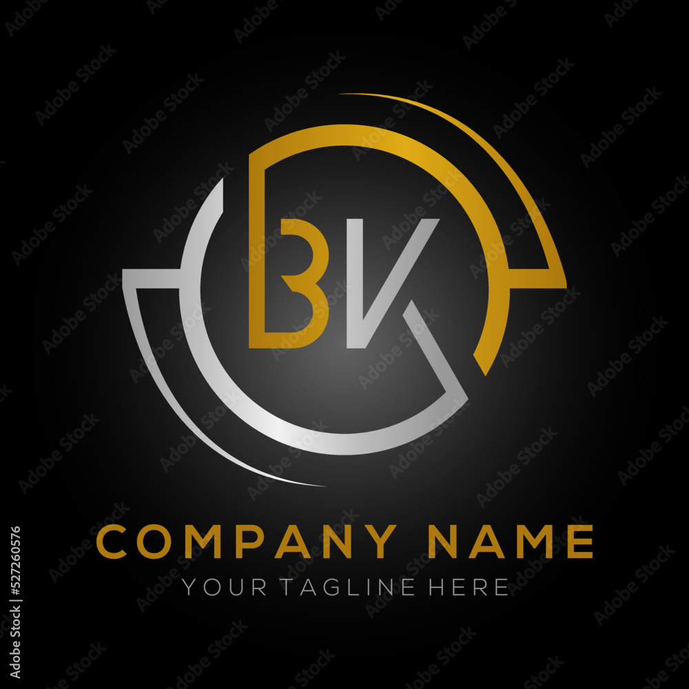 letter BK Logo Design Vector Template. Initial Gold And Silver Letter ...