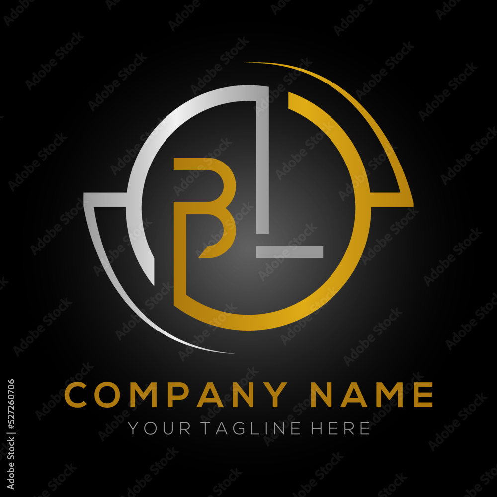 letter BL Logo Design Vector Template. Initial Gold And Silver Letter ...