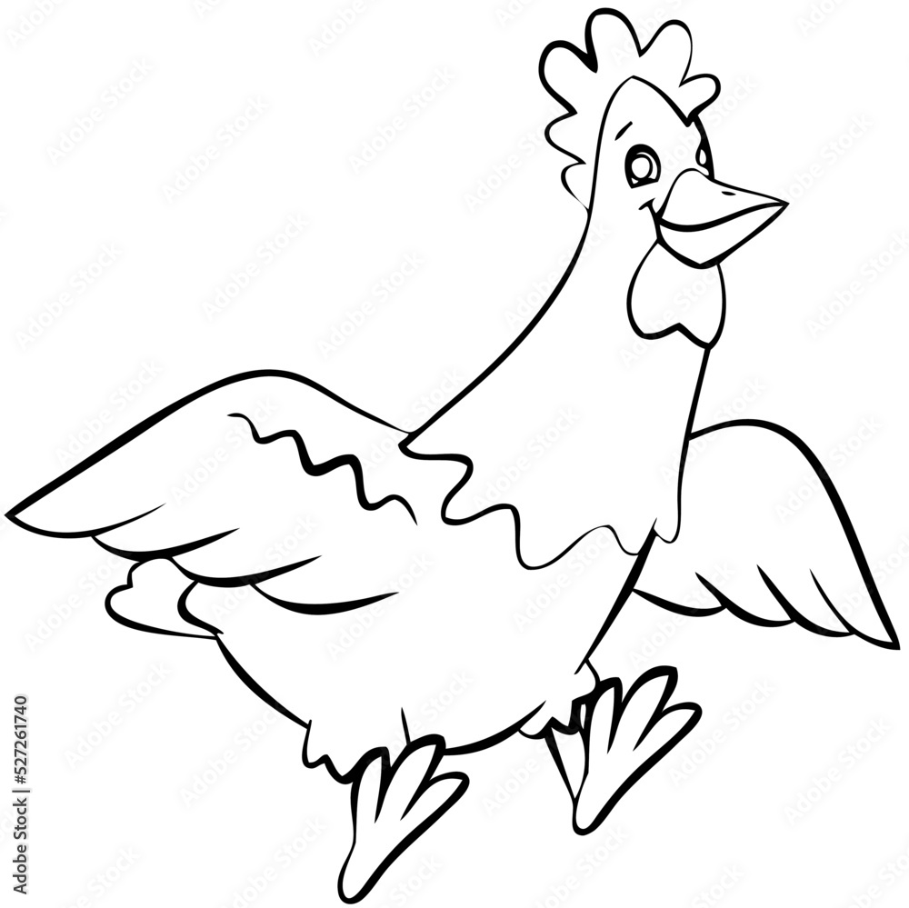 Hen. Element for coloring page. Cartoon style. Stock Vector | Adobe Stock