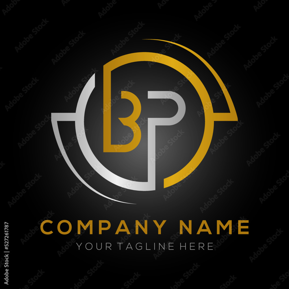 letter BP Logo Design Vector Template. Initial Gold And Silver Letter Design BP Vector ...