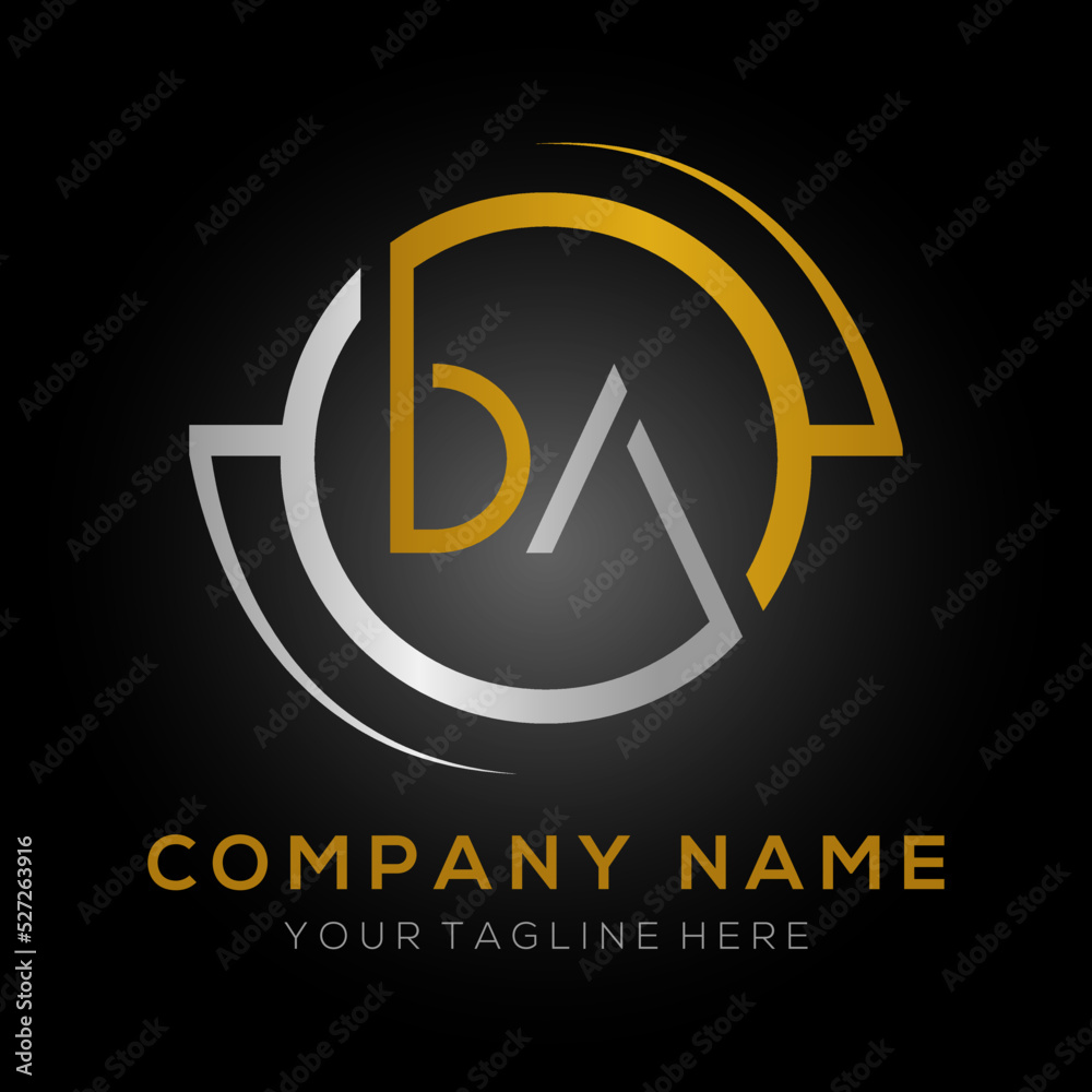 letter DA Logo Design Vector Template. Initial Gold And Silver Letter ...