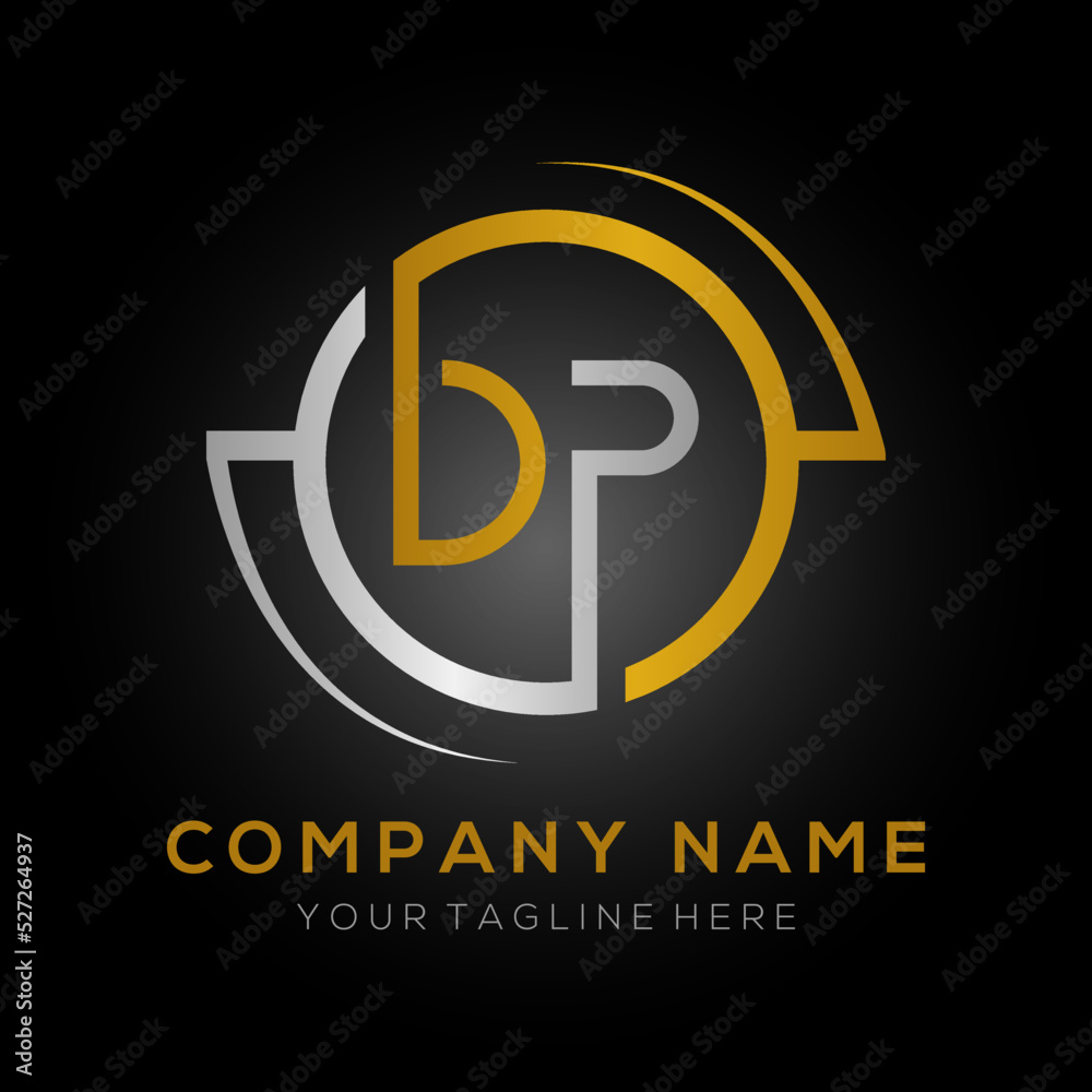 letter DP Logo Design Vector Template. Initial Gold And Silver Letter ...