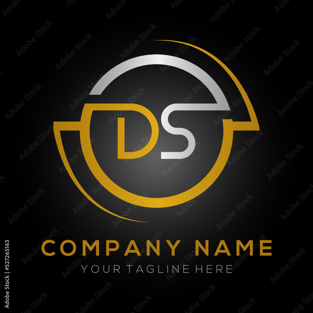 letter DS Logo Design Vector Template. Initial Gold And Silver Letter ...