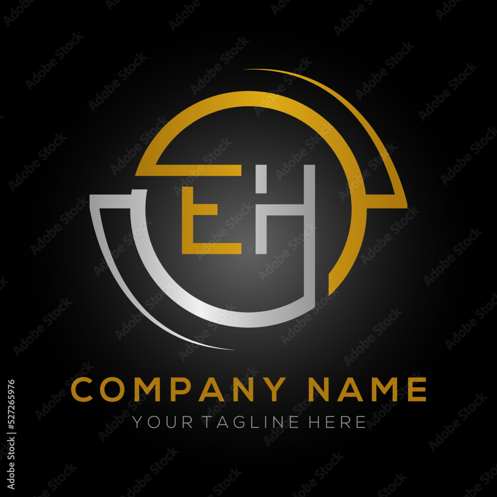 letter EH Logo Design Vector Template. Initial Gold And Silver Letter ...