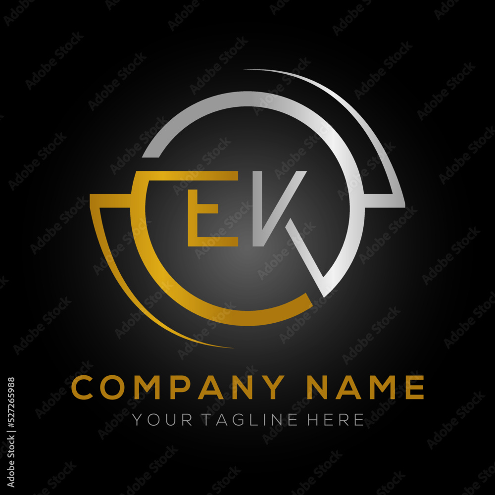 letter EK Logo Design Vector Template. Initial Gold And Silver Letter ...