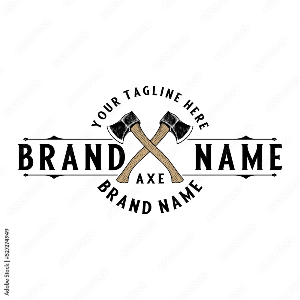 ax vintage logo. two passing axes for the ax throwing community Stock ...