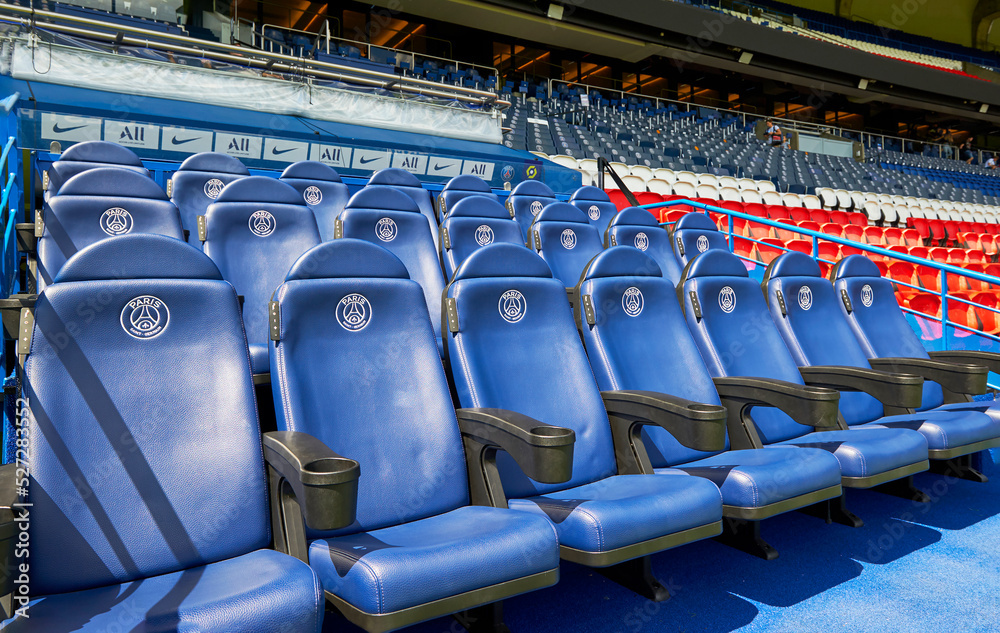 Players bench at Parc des Princes Arena, Paris Stock Photo | Adobe Stock