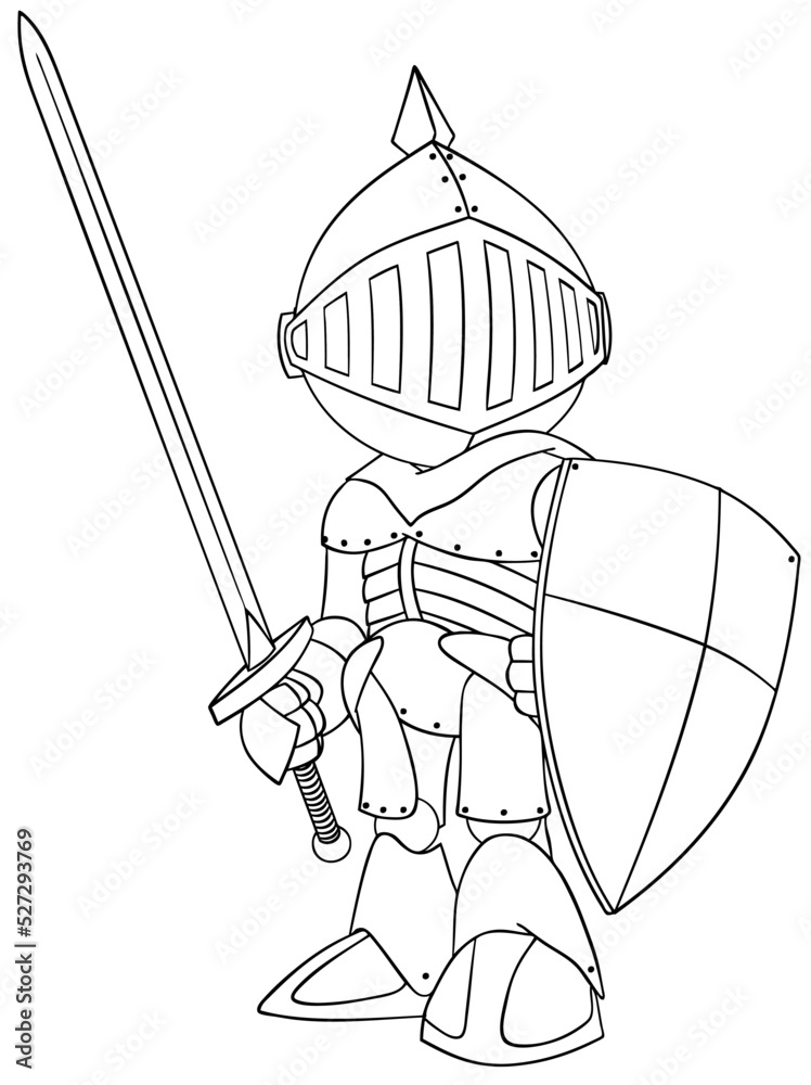 Knight. Element for coloring page. Cartoon style. Stock Vector | Adobe ...