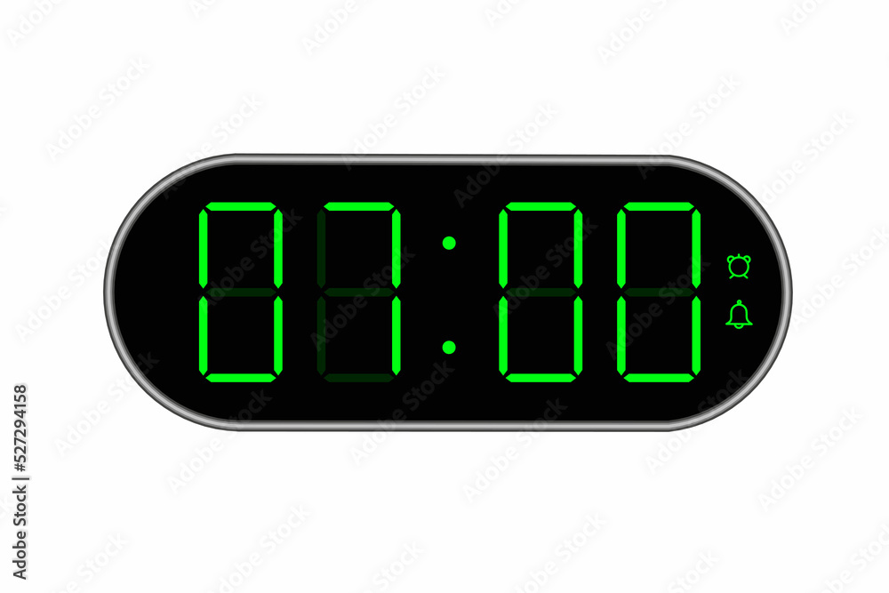 Vector flat illustration of a digital clock displaying 07.00 ...