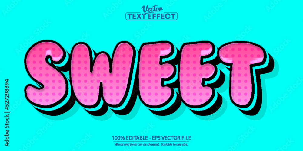 Sweet text effect, editable comic and cartoon text style Stock Vector ...