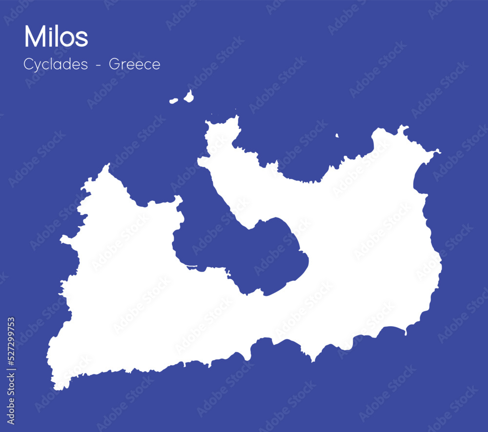 Milos vector map silhouette high detailed isolated. White illustration ...