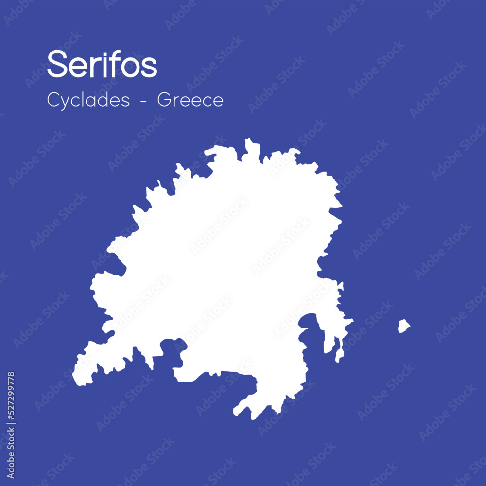 Serifos island vector map silhouette high detailed isolated. White ...