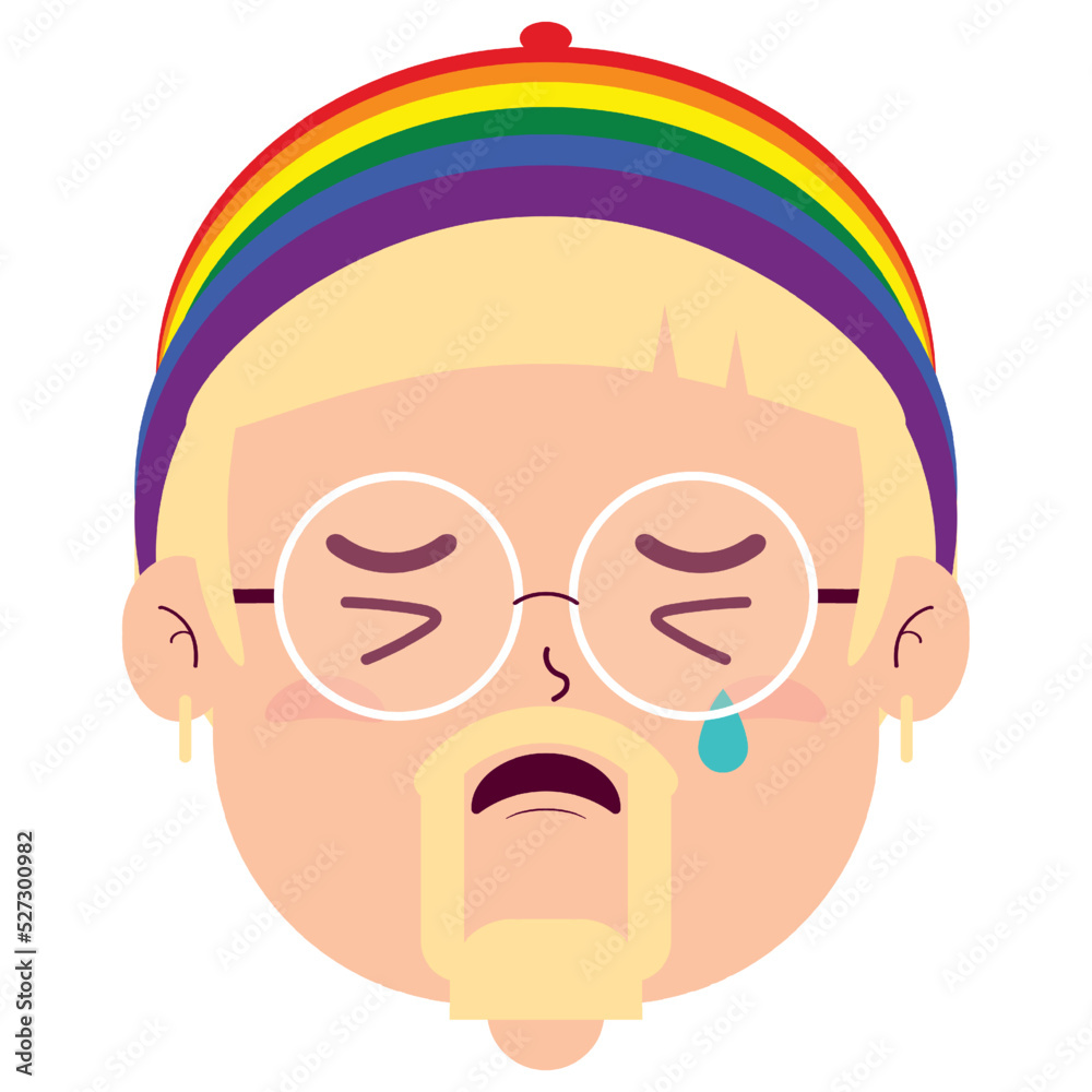 LGBTQ man crying face cartoon cute Stock Vector | Adobe Stock