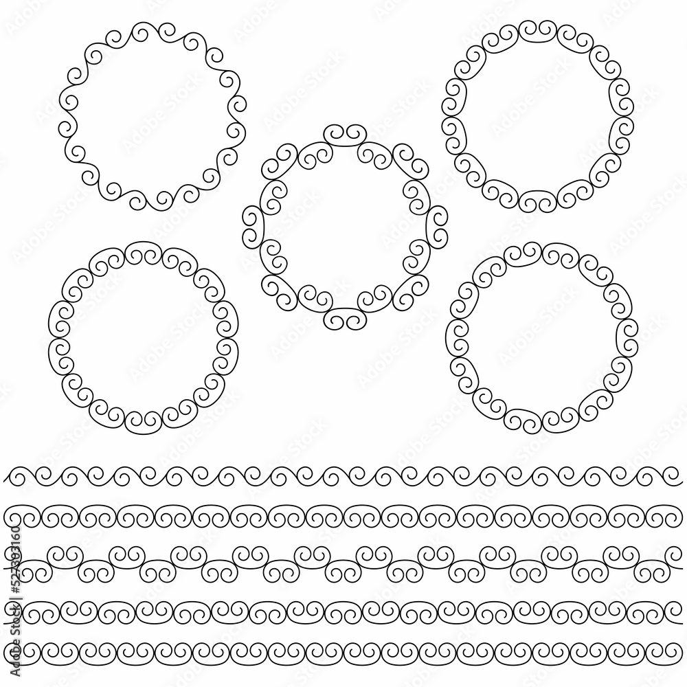 scroll circle frames and border patterns Stock Illustration | Adobe Stock