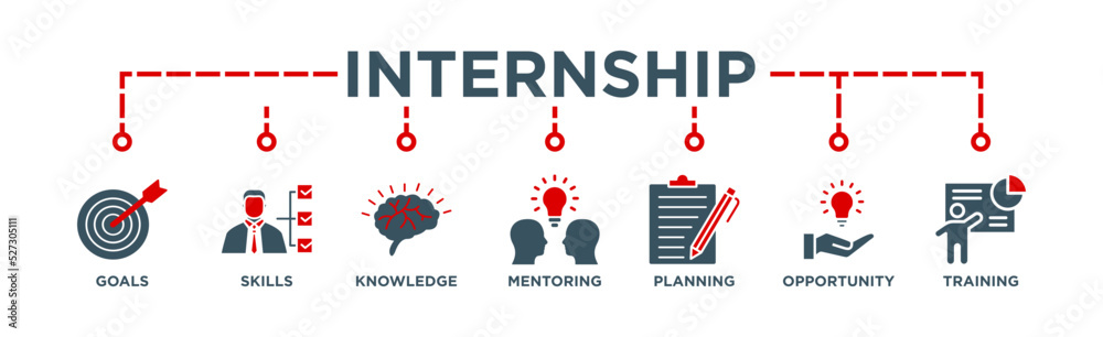 Internship banner web icon vector illustration concept with icon of ...