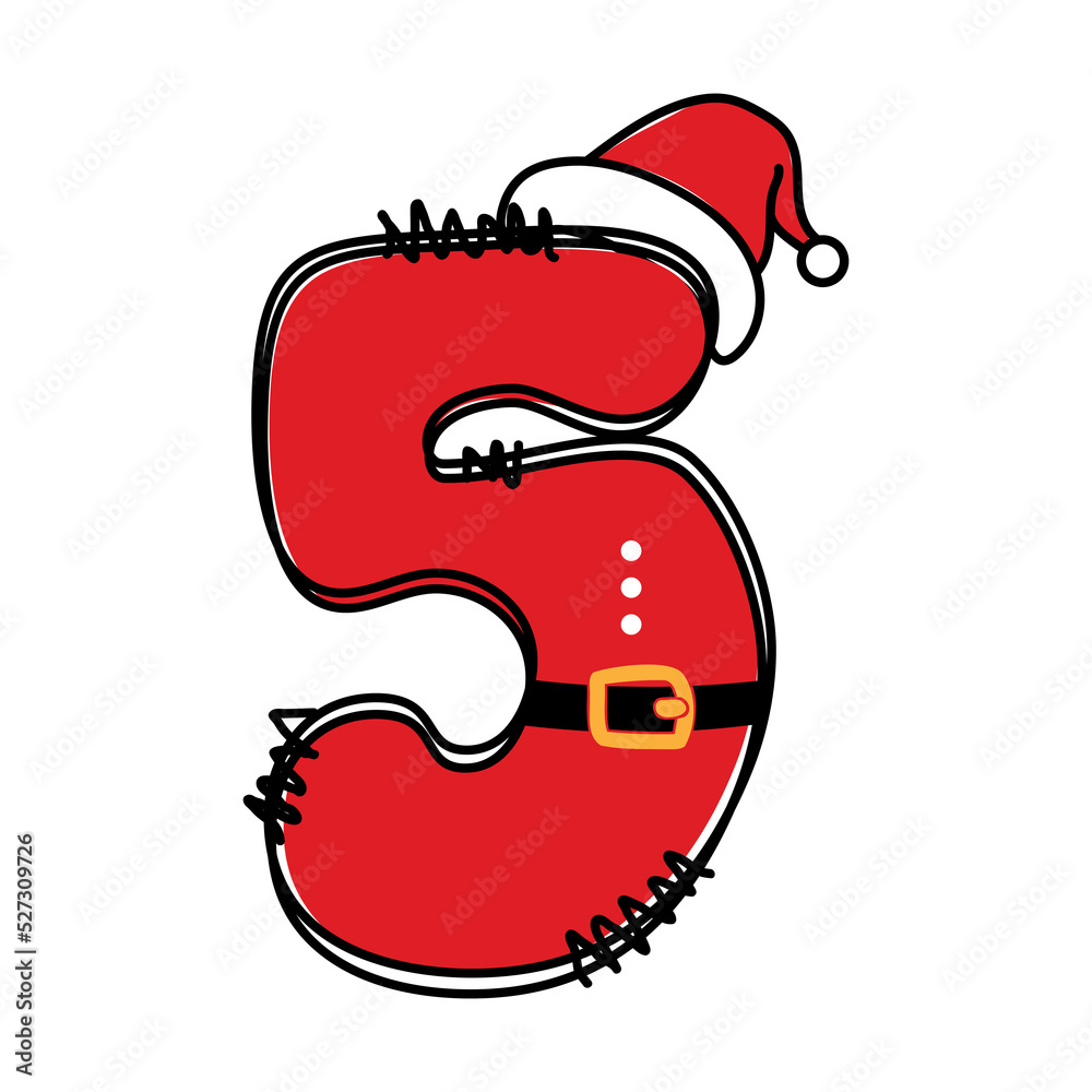 Christmas number 5, Christmas Santa Claus Numbers Five, Cute Xmas ...