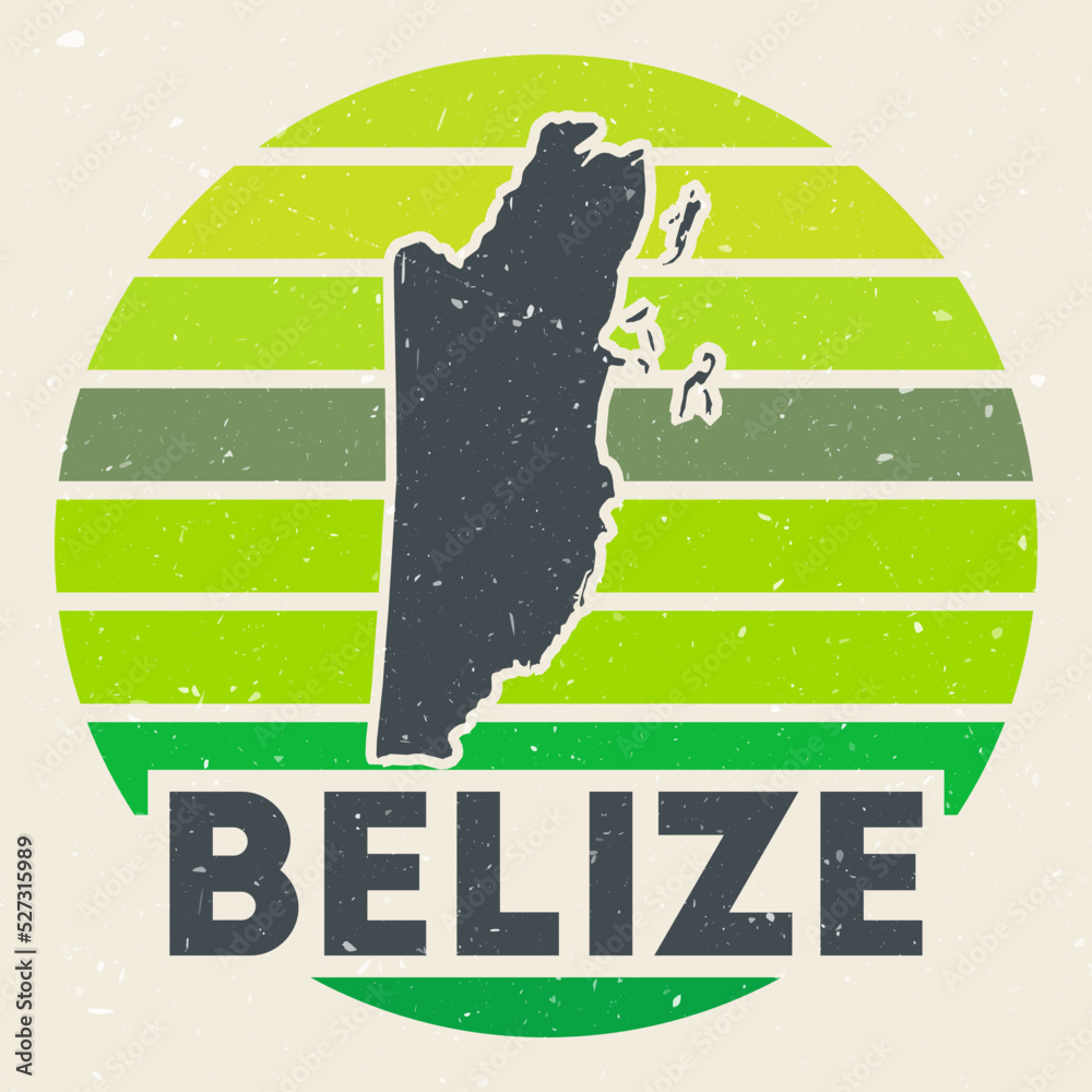 Belize logo. Sign with the map of country and colored stripes, vector ...